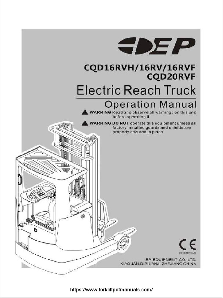 EP CQD 16 20 Electric Reach Truck Operator's Manual PDF | PDF ...