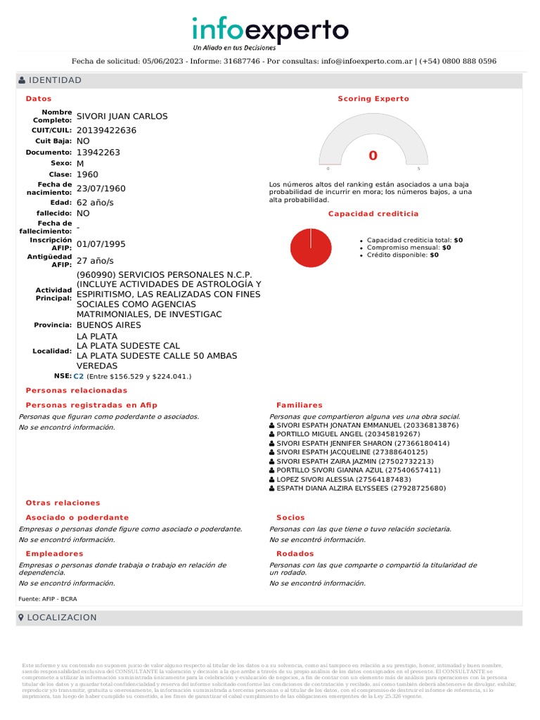 Informe de Solvencia Financiera | PDF | Buenos Aires | Información