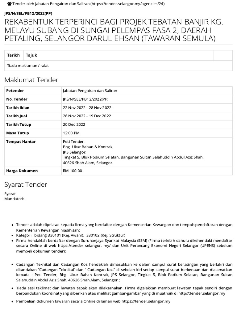 Sistem Tender Online Selangor | PDF