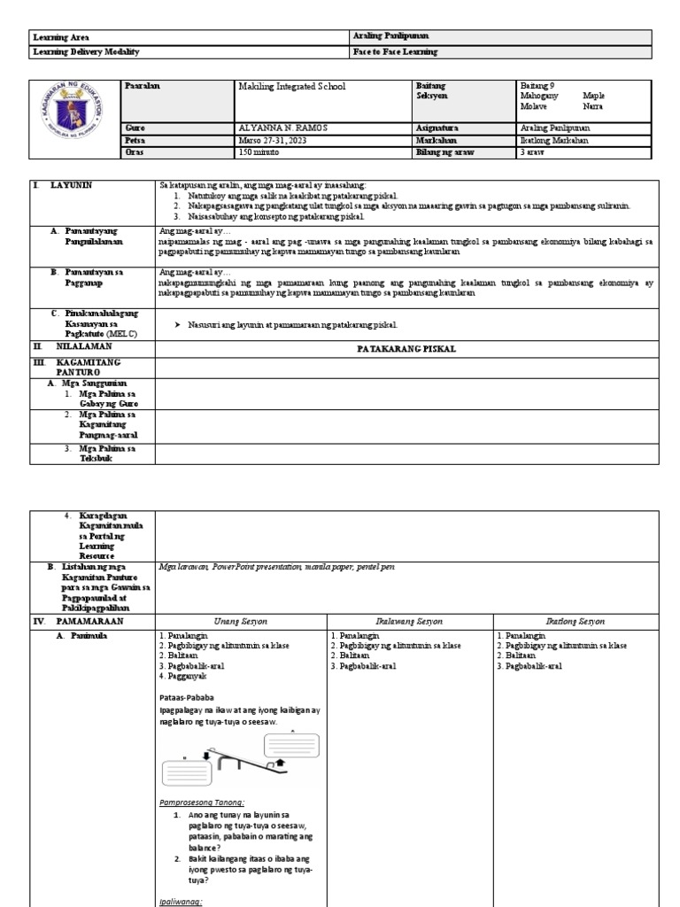 DLL - Patakarang Piskal | PDF