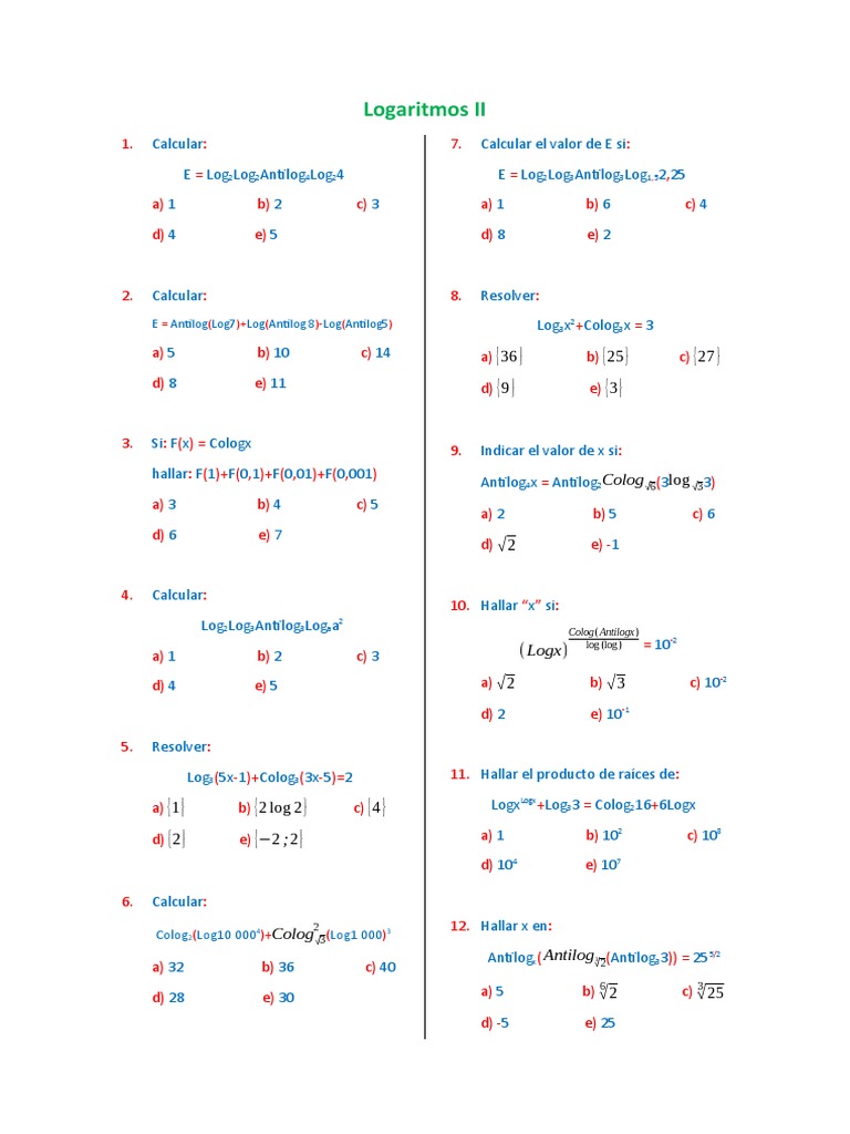 Logaritmos II | PDF | Proporción | Logaritmo