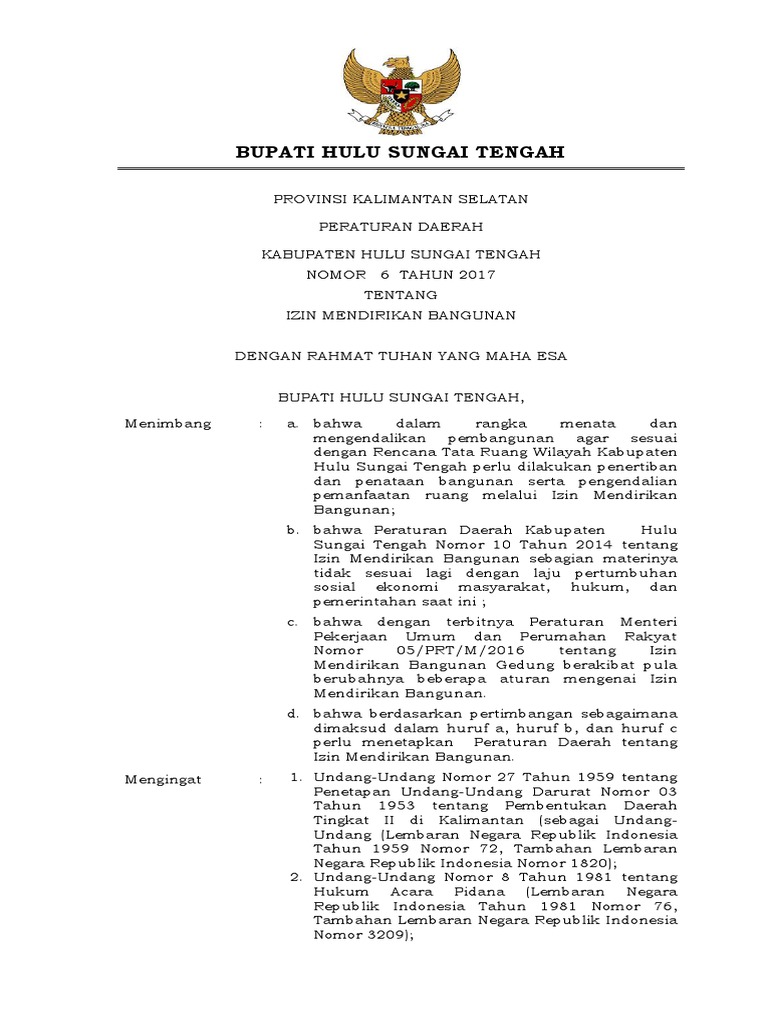 Perda Nomor 6 Tahun 2017 Imb | PDF