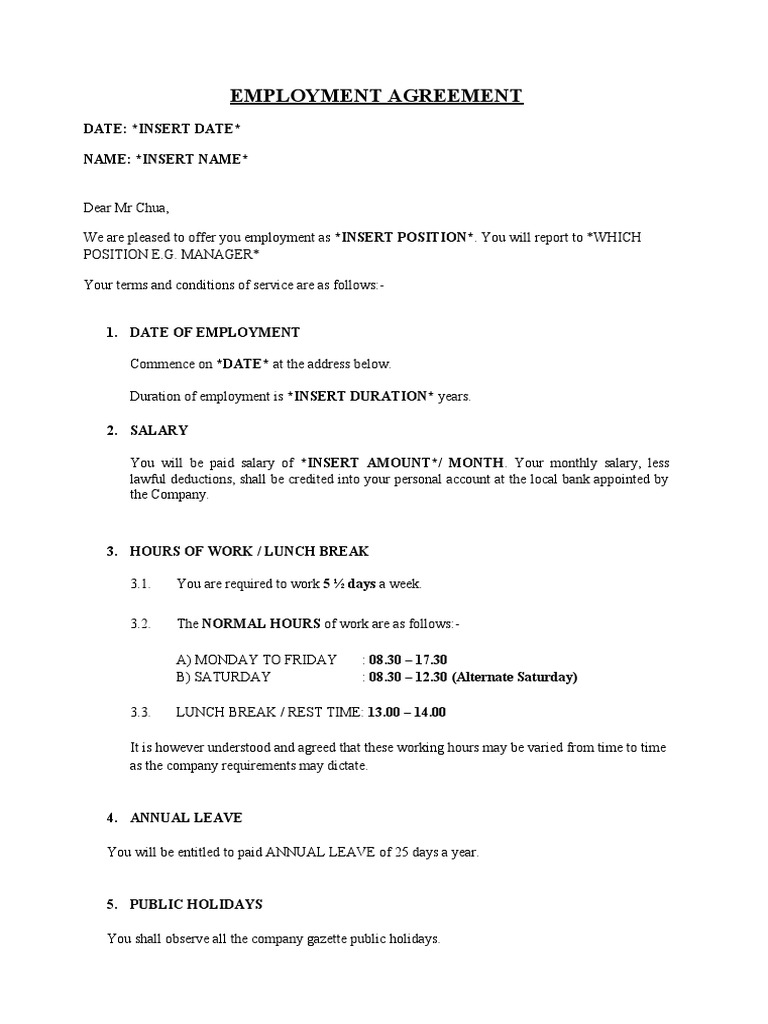 Local Employment Contract Template | PDF | Sick Leave | Working Time