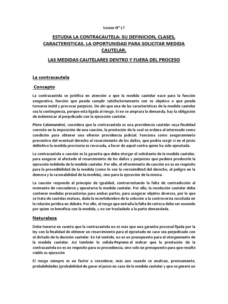 Definición y Clases de Contracautela | PDF | Mandato | Justicia