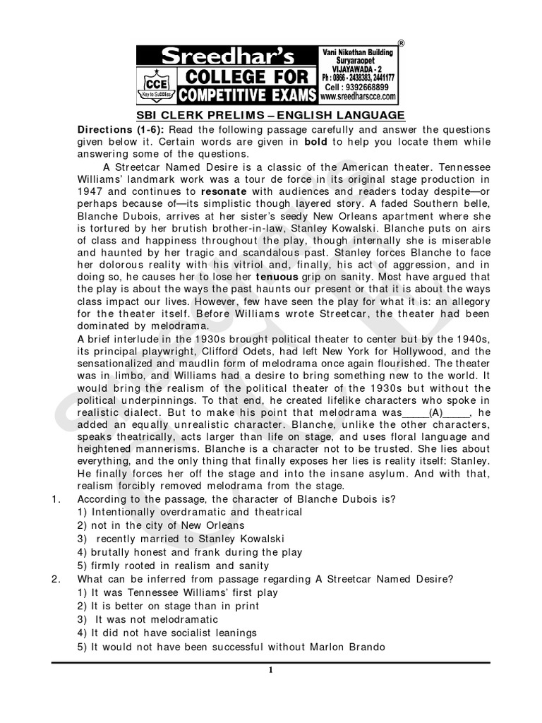 SBI CLERKS PRELIMS 2022 BOOSTER_ENGLISH-HANDOUT-3 | PDF
