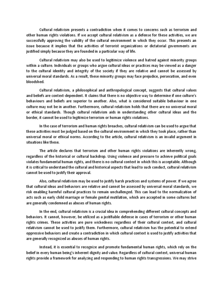 Cultural Relativism (Ethics) | PDF | Relativism | Human Rights