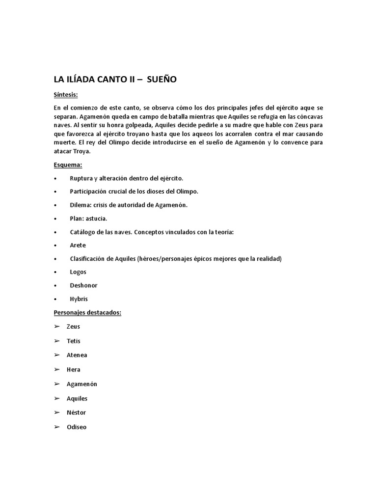 Resumen del Canto II de la Ilíada | PDF | Helena de Troya | Ilíada