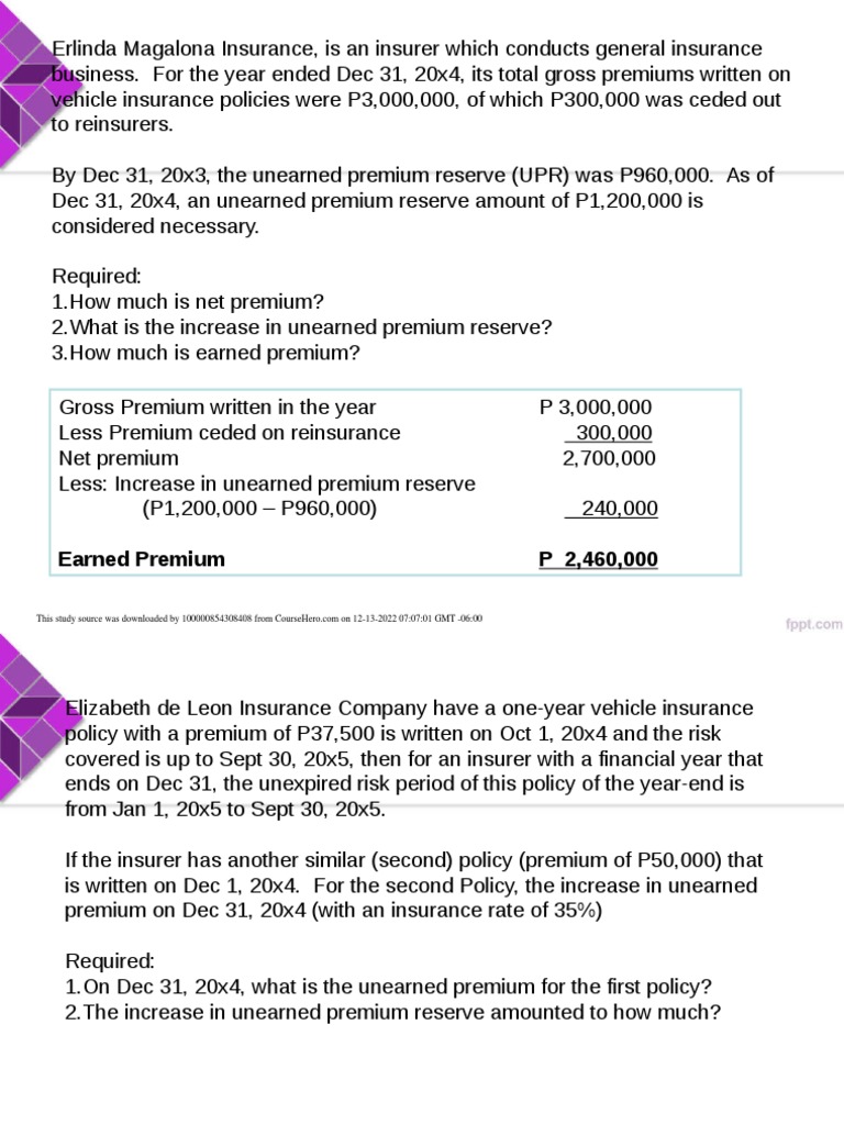 Finals_Insurance_contracts_Problems_Solutions.ppt_2 | PDF | Insurance ...