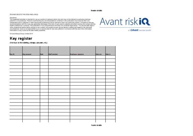 TEMPLATE - Key Register | PDF