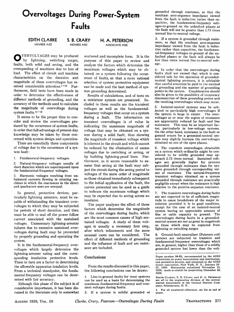 Overvoltage During Power System Fualt | PDF | Electrical Impedance ...