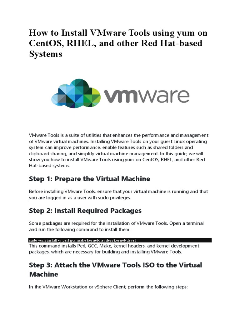 How To Install VMware Tools On RHEL | PDF | Virtual Machine | Utility Software