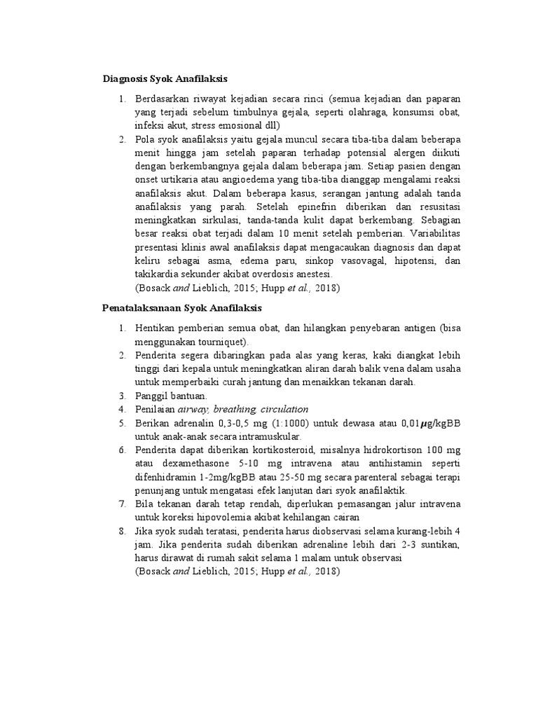 Diagnosis dan Penatalaksanaan Syok Anafilaksis | PDF