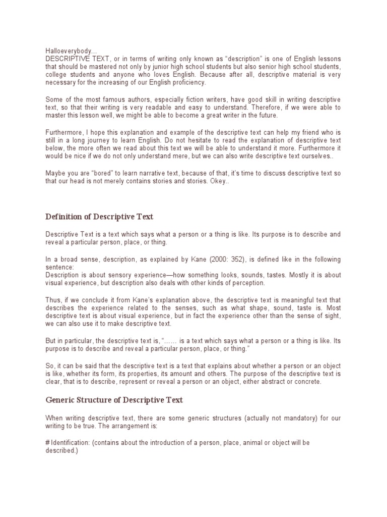 Descriptive Text on English Study | PDF | Experience | Perception