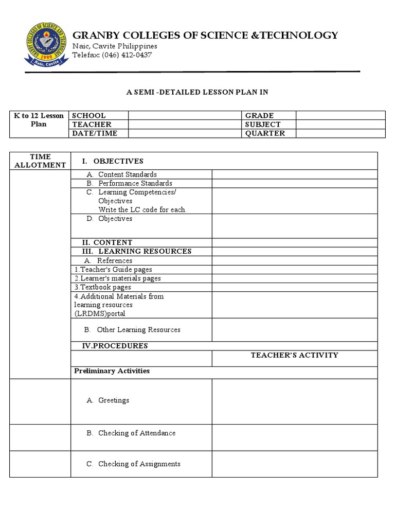 Semi Detailed Lesson Plan | PDF