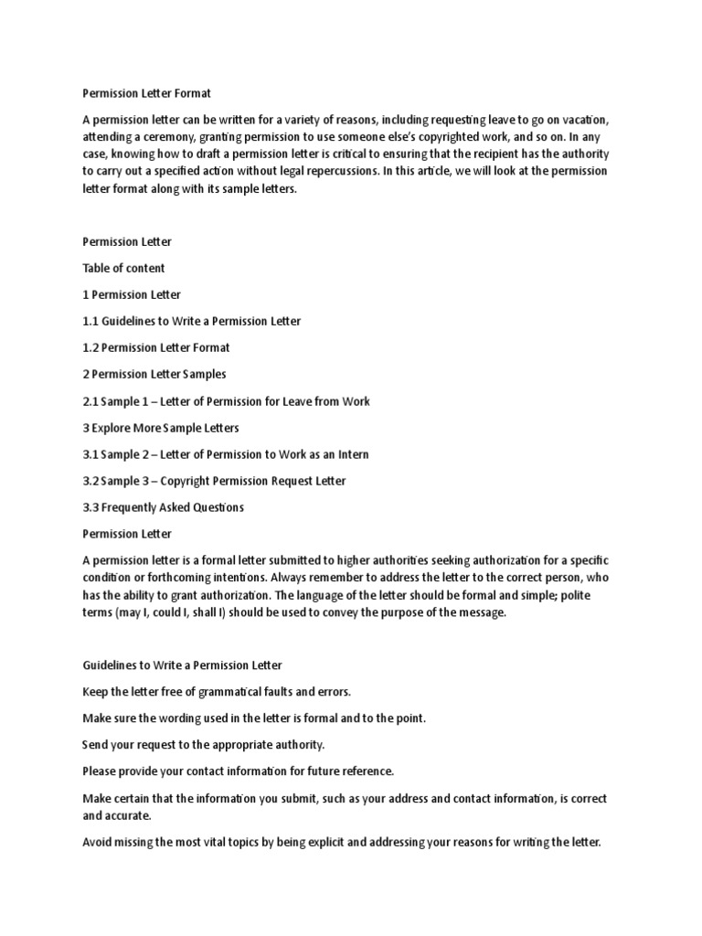 Permission Letter Format | PDF