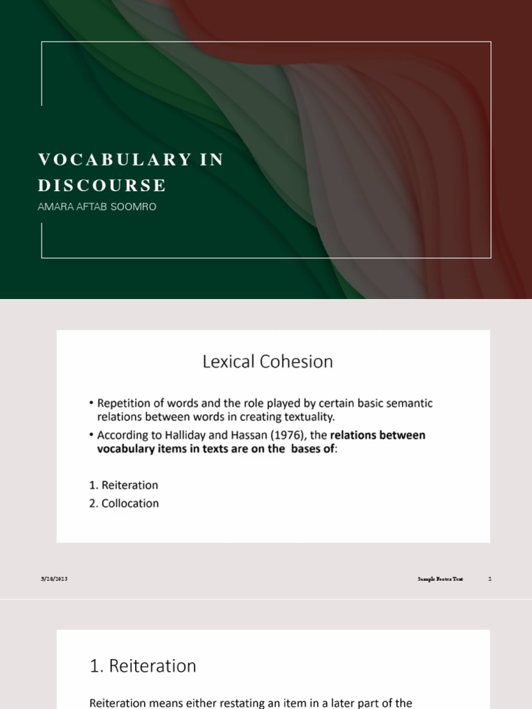 Vocabulary in Discourse | PDF