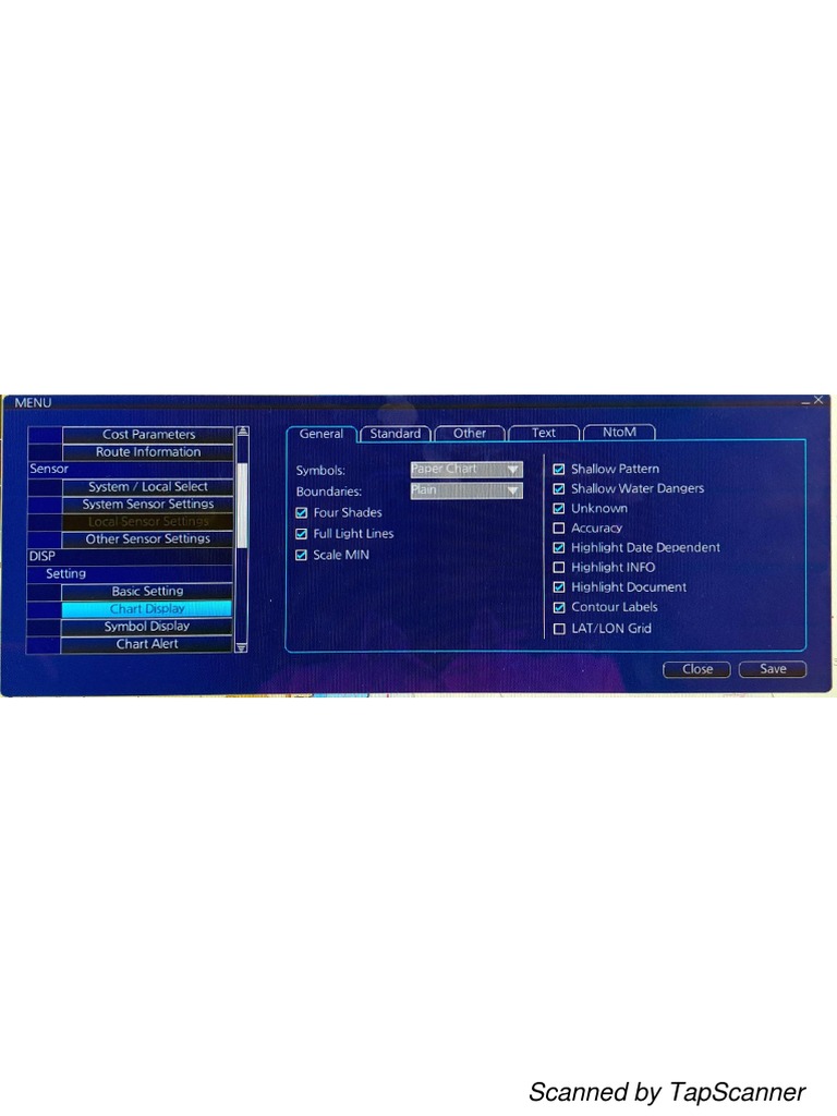 Furuno Chart Display Settings | PDF