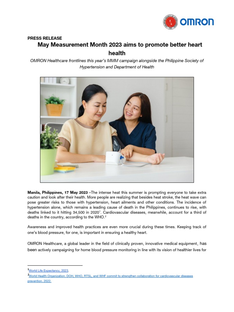 Press Release May Measurement Month 2023 Aims To Promote Better Heart ...
