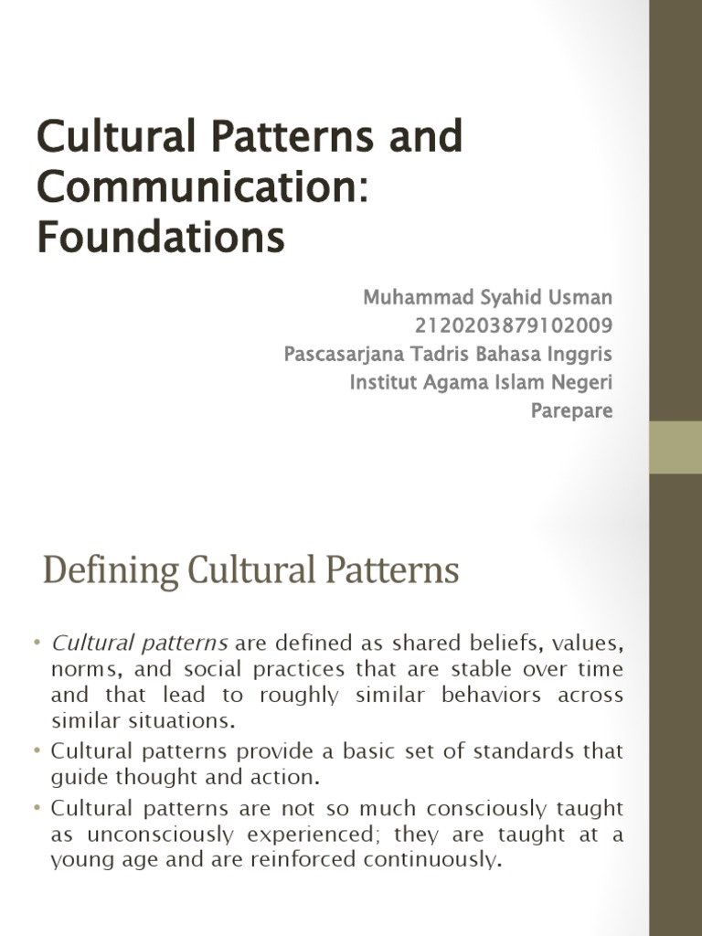 Cultural Patterns and Communication | PDF | Psychological Concepts ...