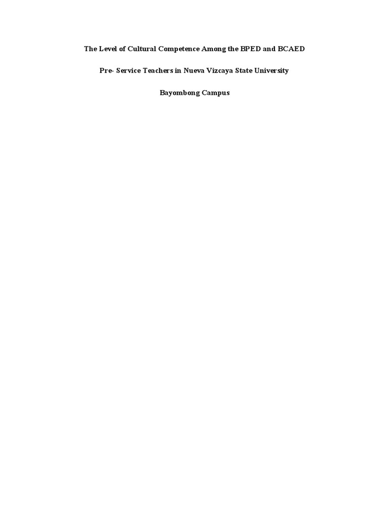 The Level of Cultural Competence Among The BPED and BCAED | PDF ...