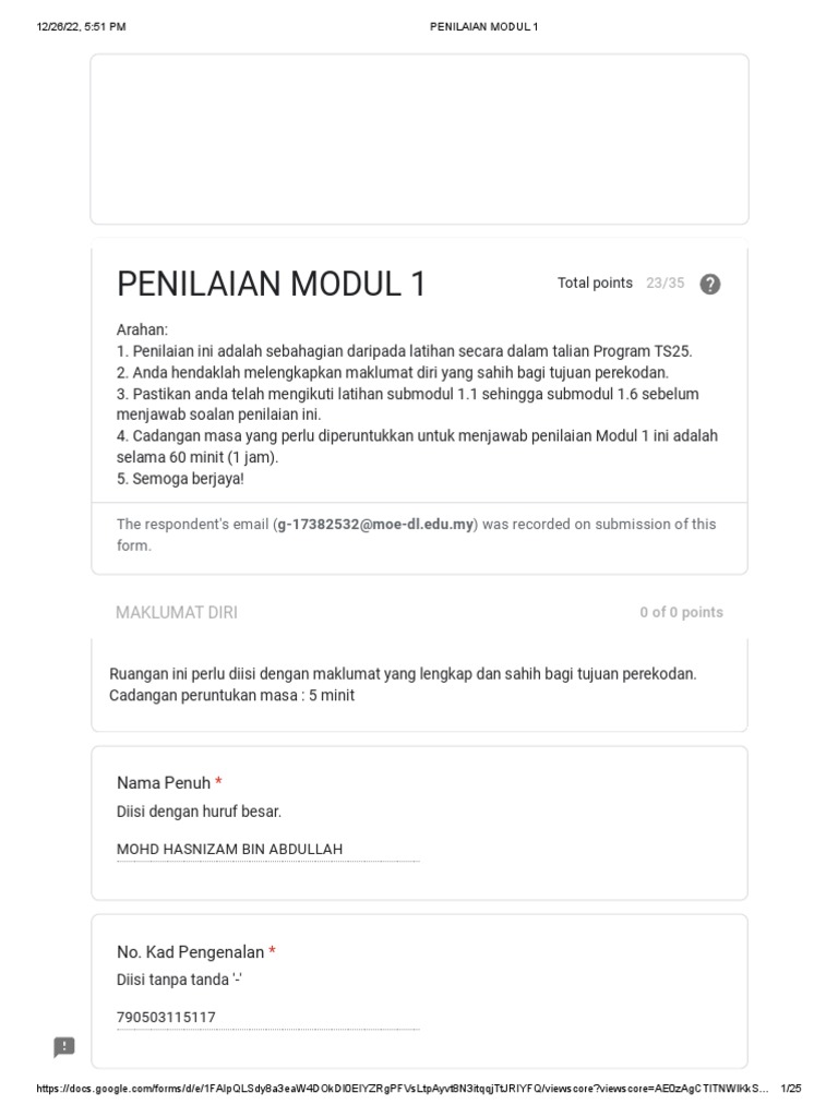 Penilaian Modul 1 Ts25 | PDF