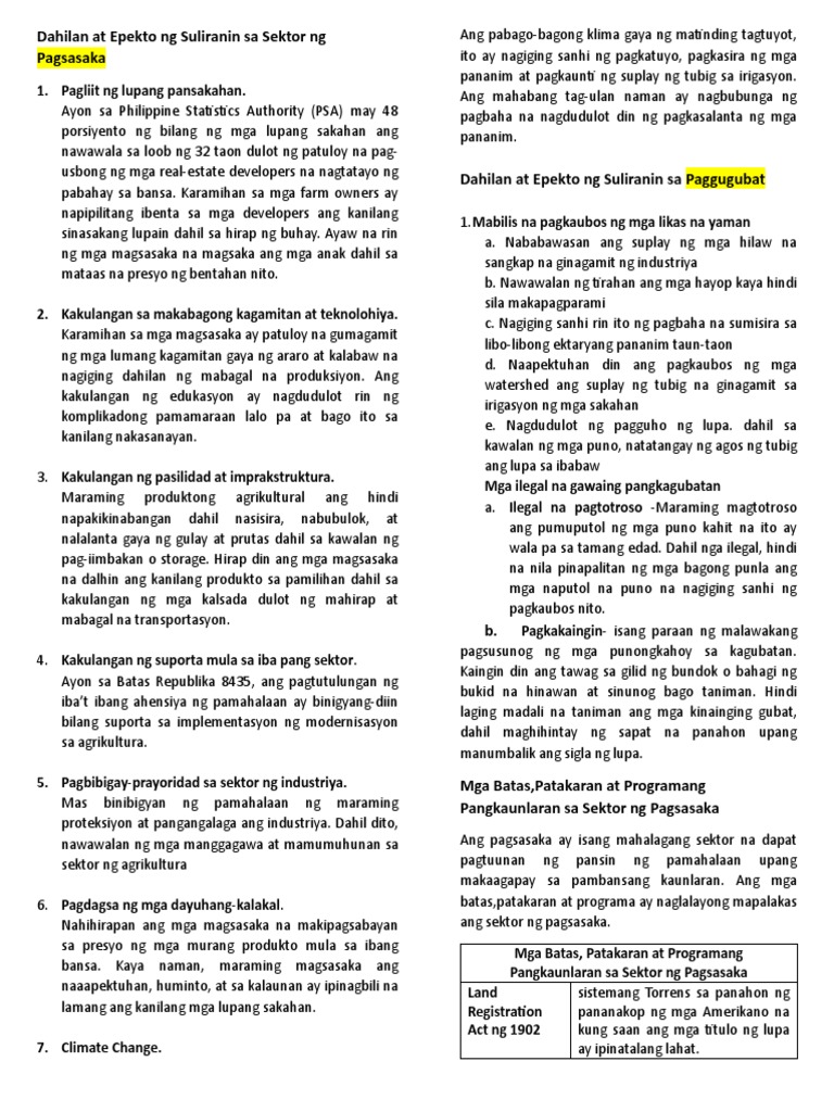 9 - Module 6-Dahilan at Epekto NG Suliranin Sa Sektor NG Agrikultura | PDF