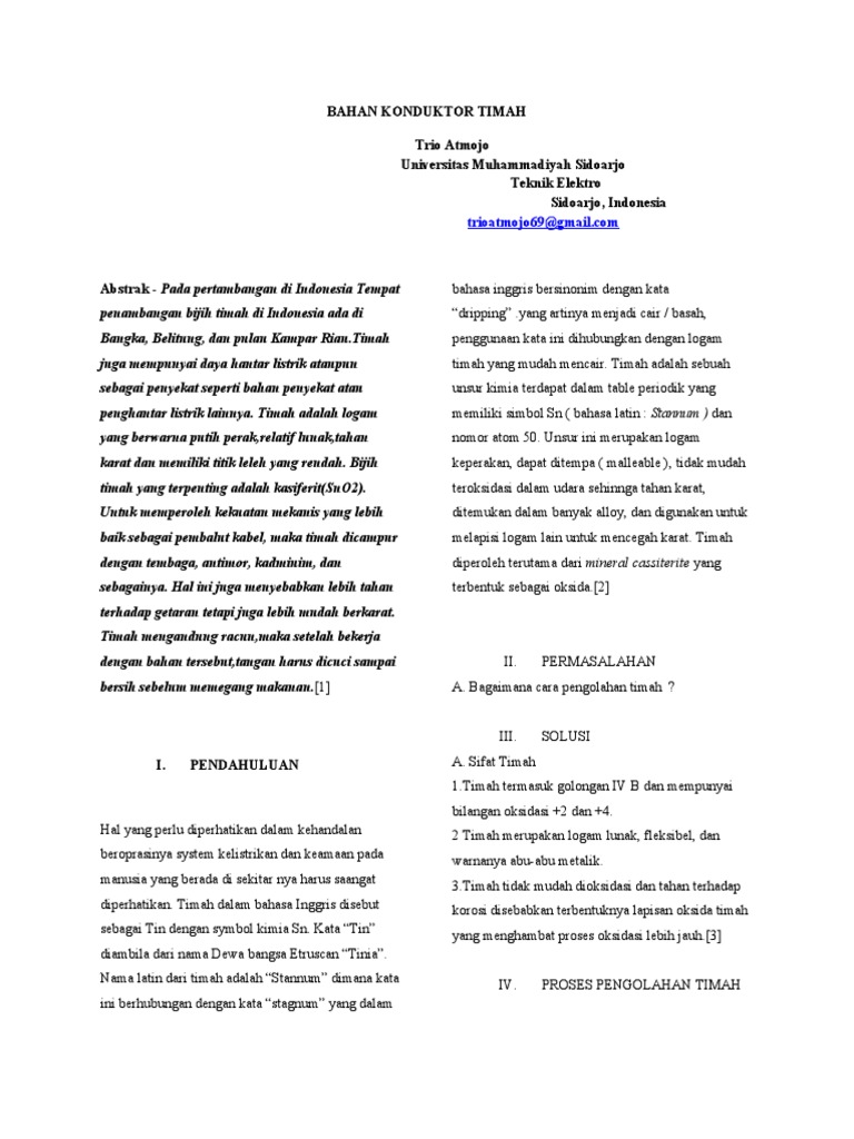 Proses Pengolahan dan Sifat Timah | PDF