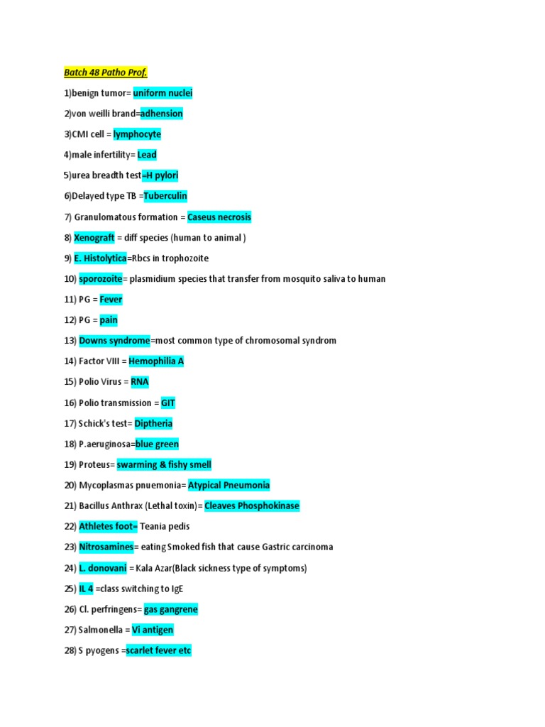 Patho Prof Batch 48 | PDF