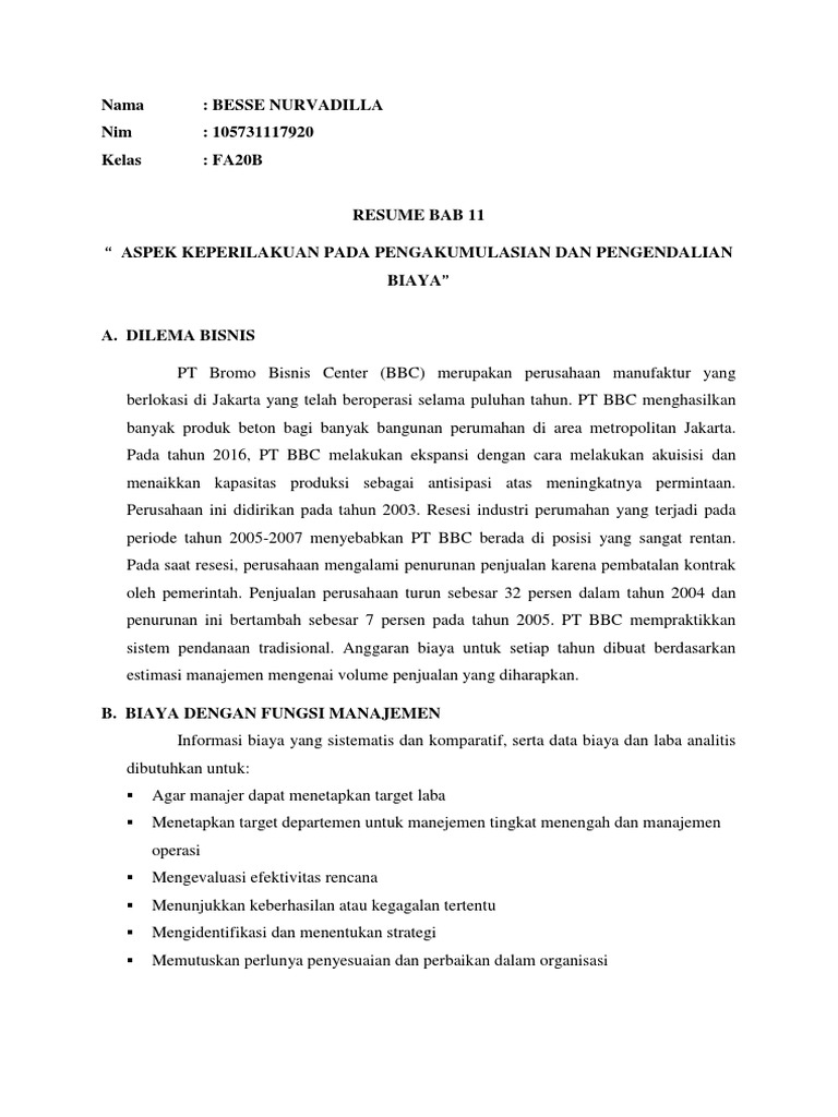 Tugas RMK Bab 11 Ak - Keperilakuan (Besse Nurvadilla) | PDF