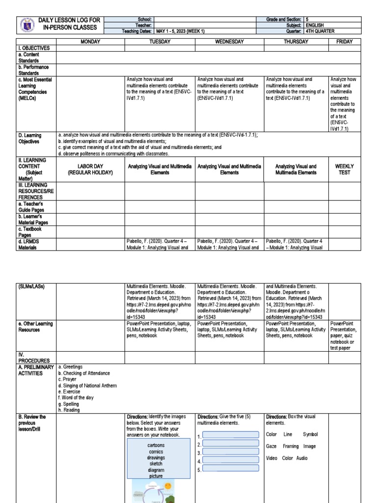 Daily Lesson Log For In-Person Classes | PDF