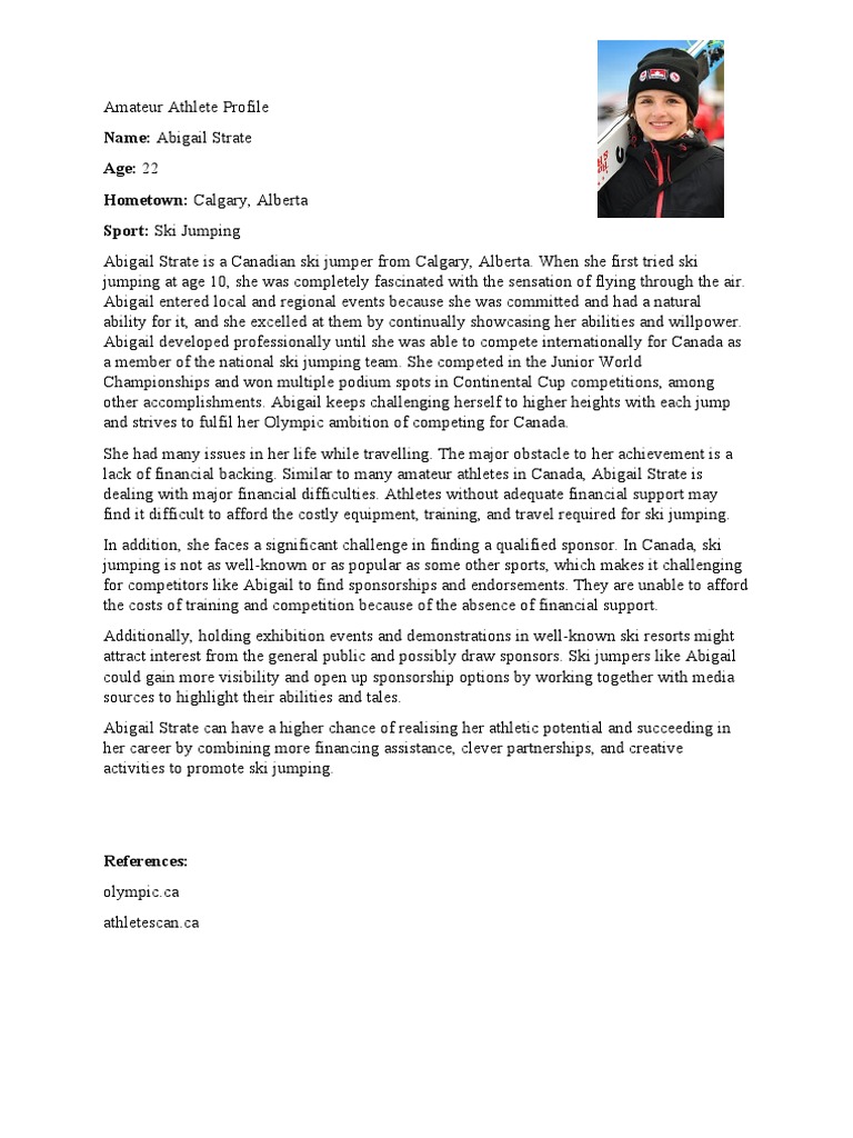 Amateur Athlete Profile | PDF | Sports & Recreation