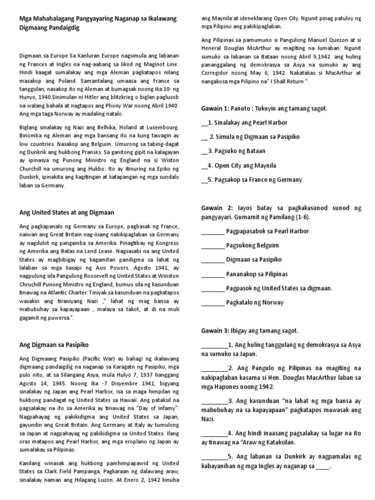 8-5-Mga Mahahalagang Pangyayaring Naganap sa Ikalawang Digmaang ...