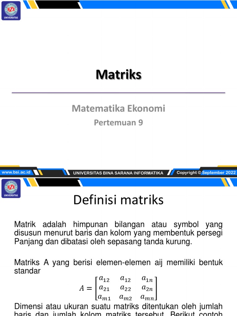 Matriks: Definisi dan Operasi | PDF