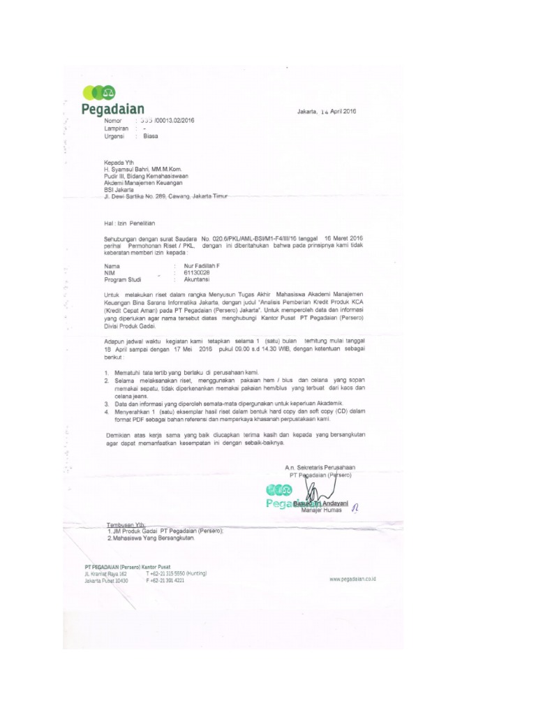 File 15 Surat Keterangan PKL Atau Riset | PDF