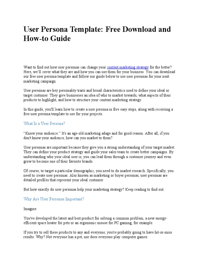 User Experience Persona Guide | PDF