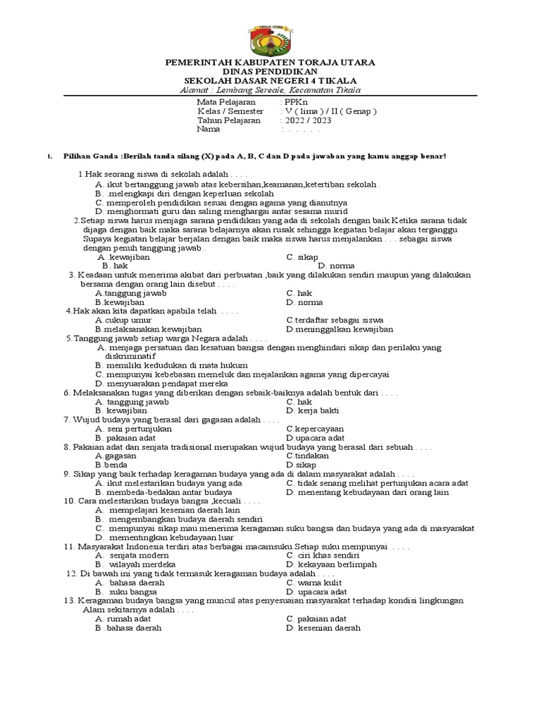 Soal Kls 5, B.indonesia | PDF