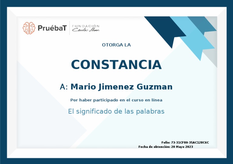 Constancia Prueba T | PDF