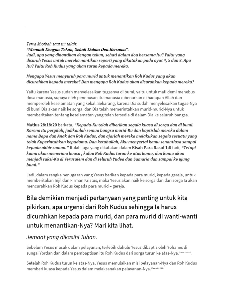 Renungan Kis Rasul 1 Ayat 12-26 | PDF