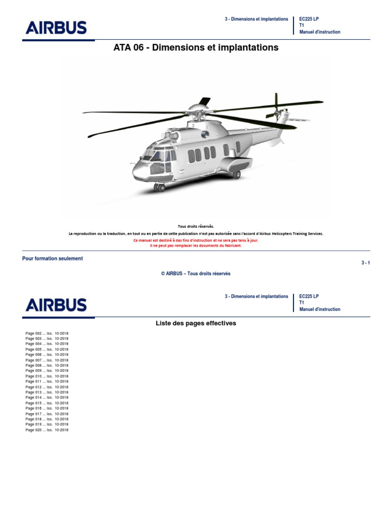 03-EC225 LP - ATA 06 - Dimensions et implantations - T1 - FR | PDF