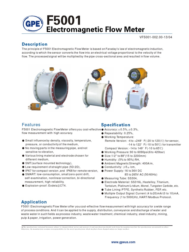 F5001 Product Guide | PDF | Flow Measurement | Vacuum Tube