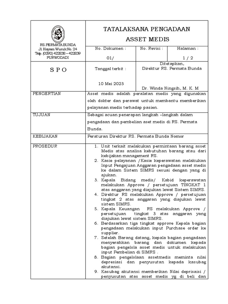 Spo Pengadaan Barang Medis | PDF Spo Pengadaan Barang Medis | PDF