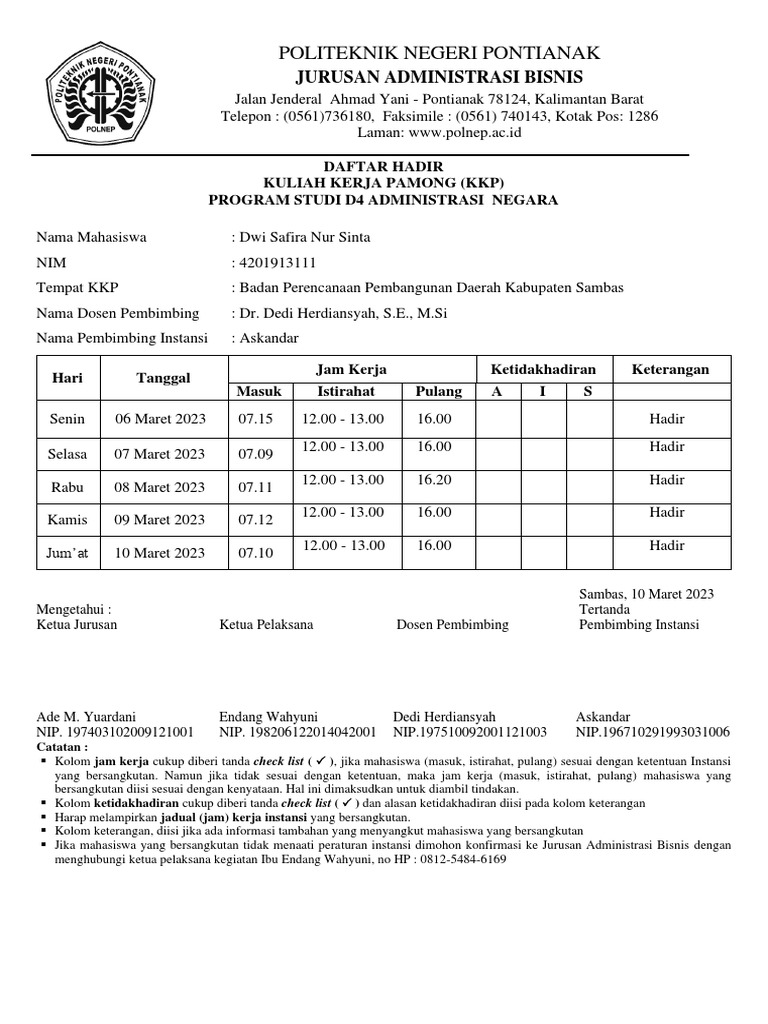 Absen Fix Minggu Pertama | PDF