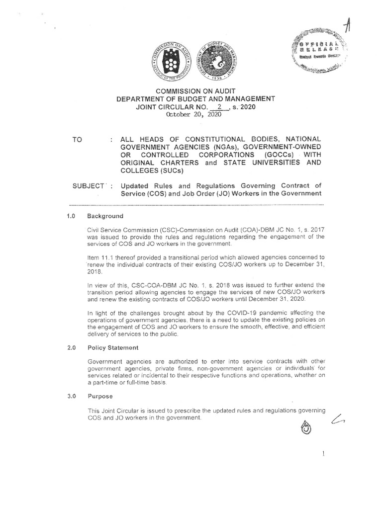 Annexes A-G Re Proposed COA Memorandum On The Guidelines On The Hiring ...