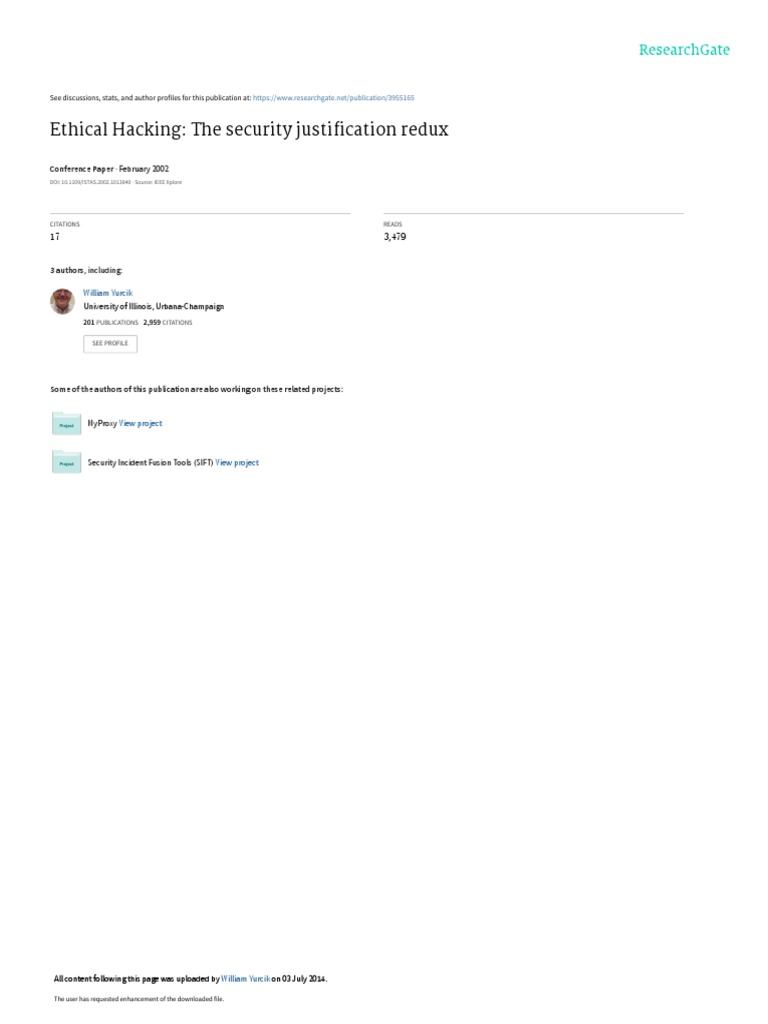 Ethical Hacking The Security Justification Redux | PDF | Security ...