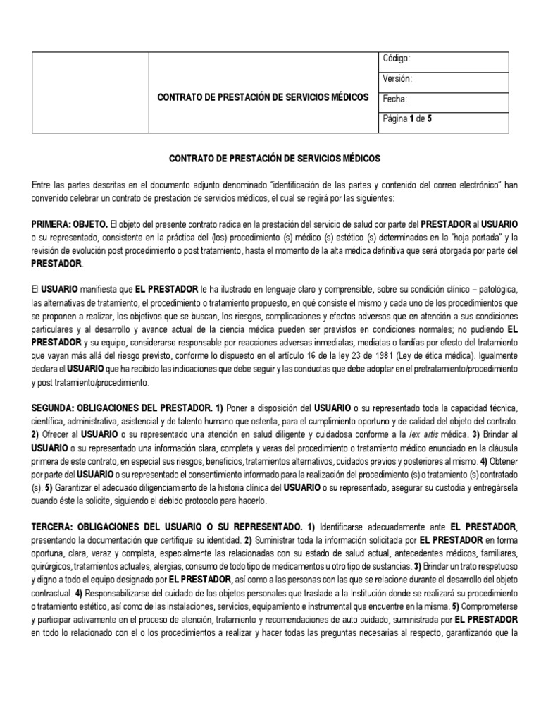 Alta Médica Definitiva en Servicios Estéticos | PDF | Consentimiento informado | Historial médico