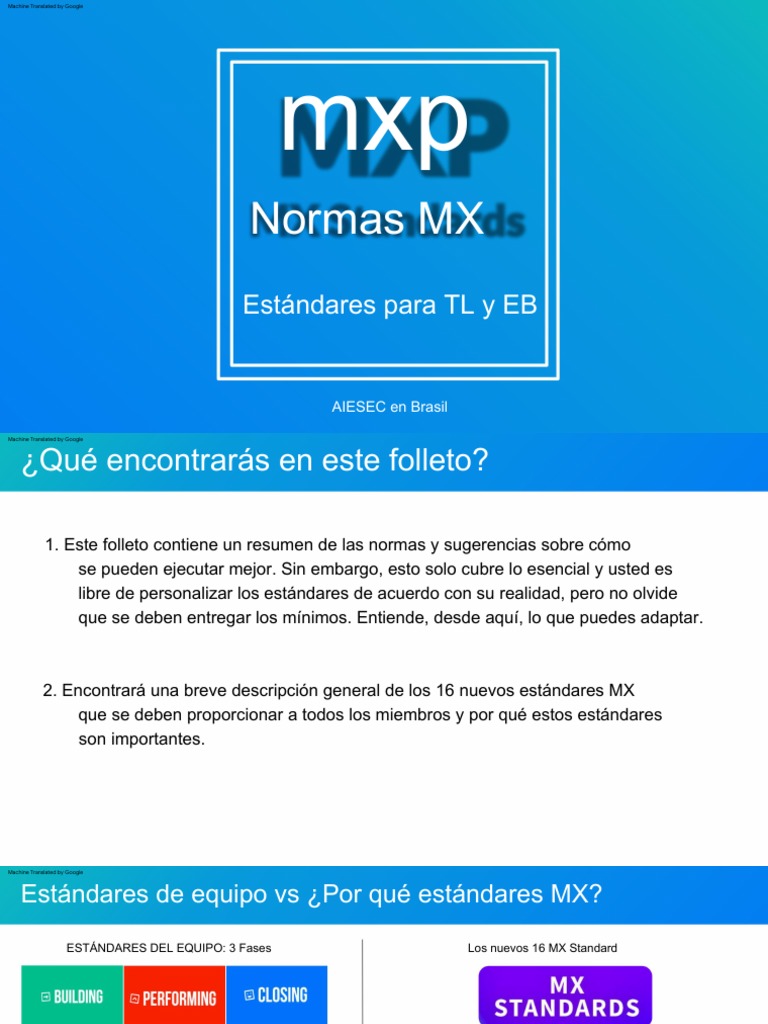 MXP (MX Standard Booklet) - Versão 0.4 Spanish | PDF