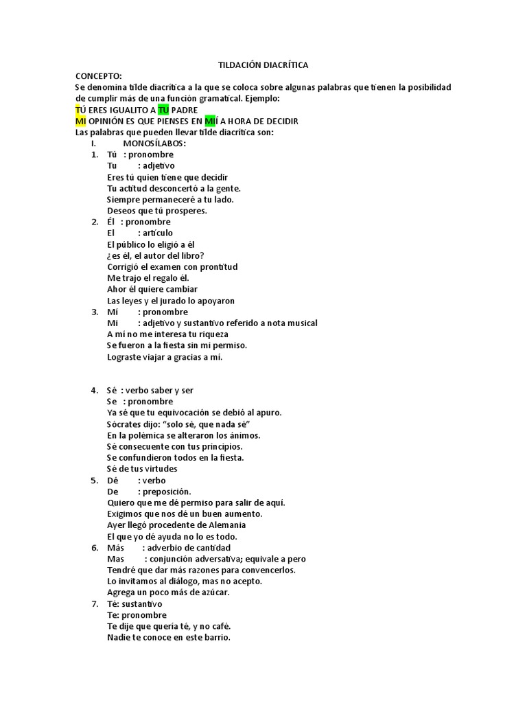 Tildación Diacrítica-Enfática-2 | PDF | Artes del Lenguaje y ...