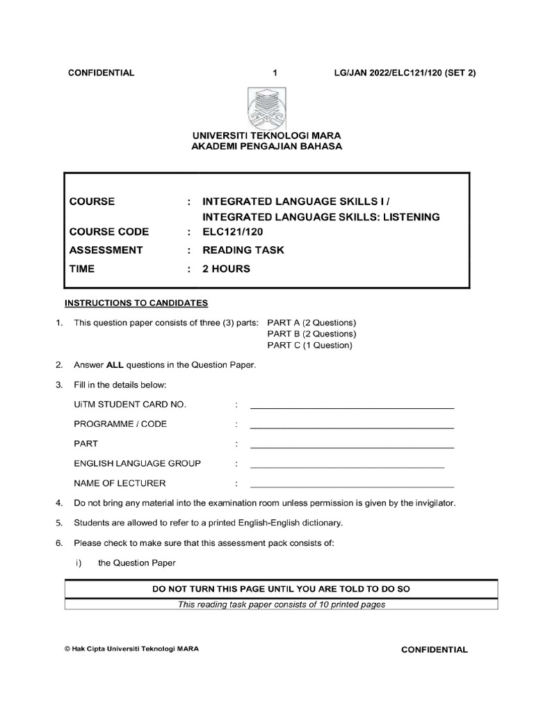 ELC121 - RT Set2 QP | PDF