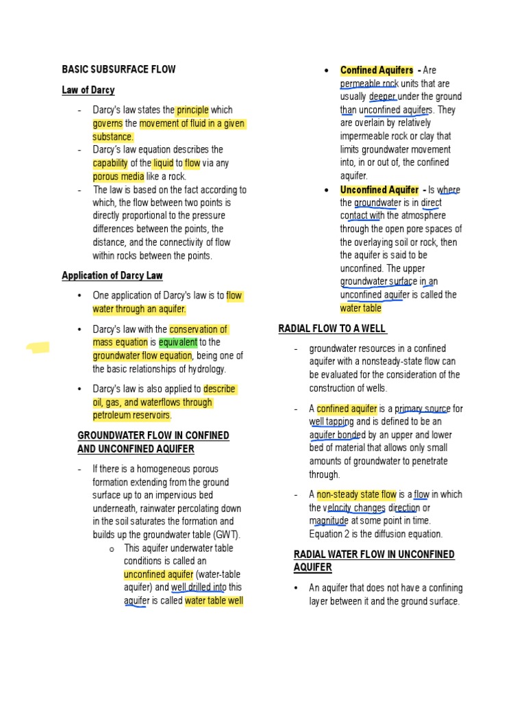 Basic Subsurface Flow | PDF | Aquifer | Groundwater
