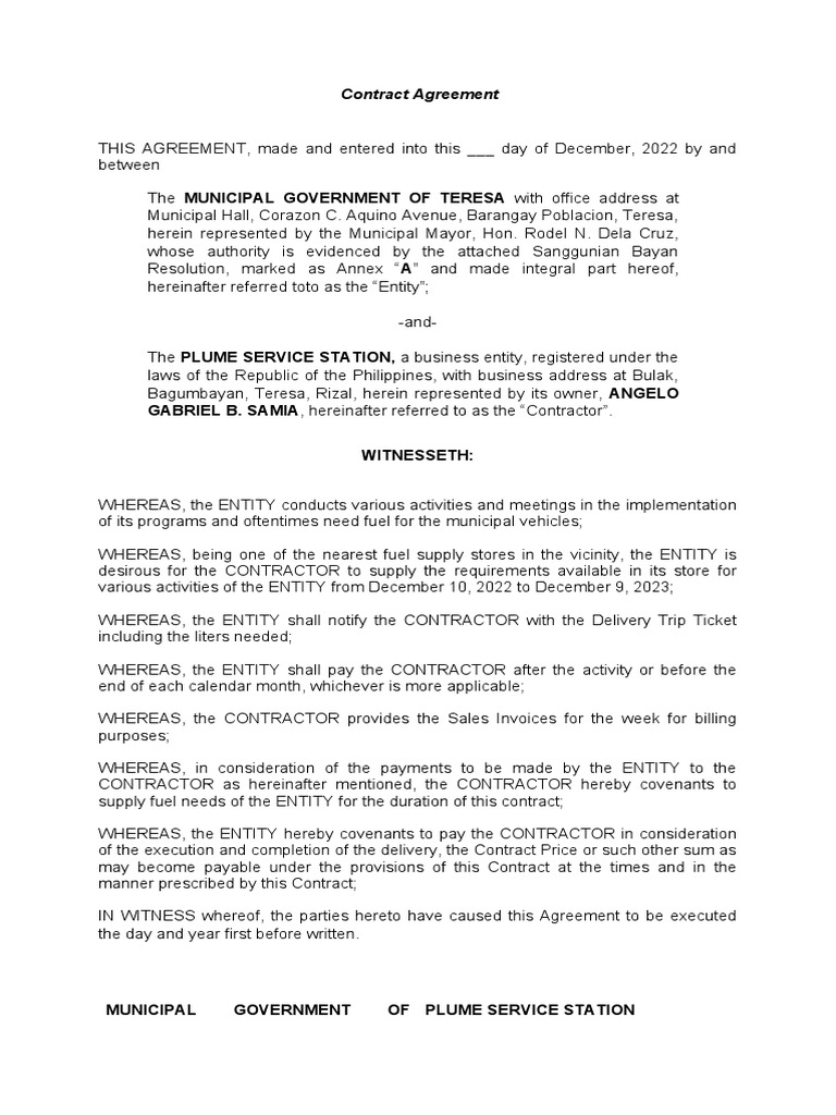 Contract Agreement - Petron | PDF | Civil Law (Legal System) | Private Law